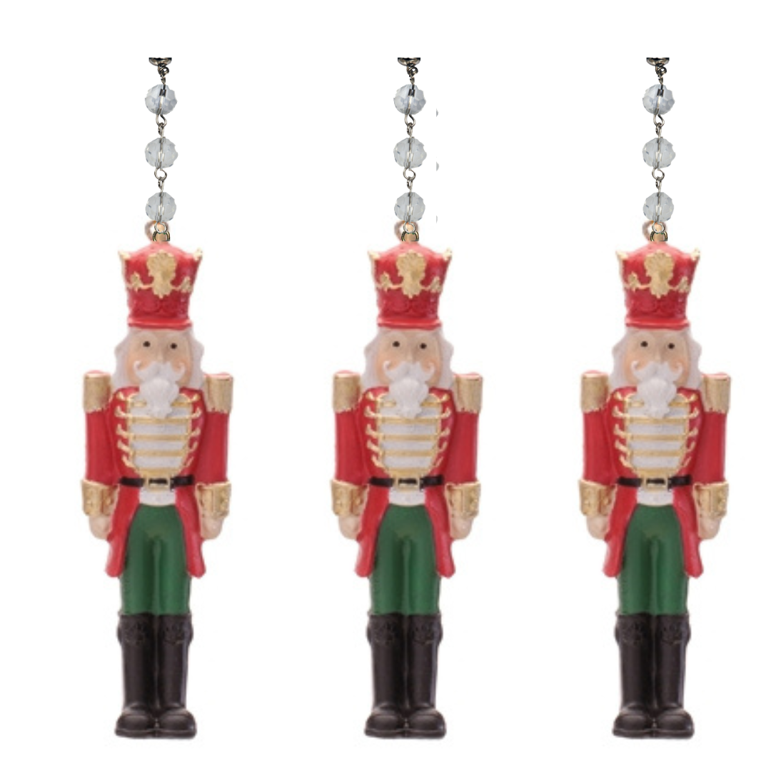 "MINI" RED + GREEN NUTCRACKERS (Set/3) MAGNETIC CHANDELIER ORNAMENT ...