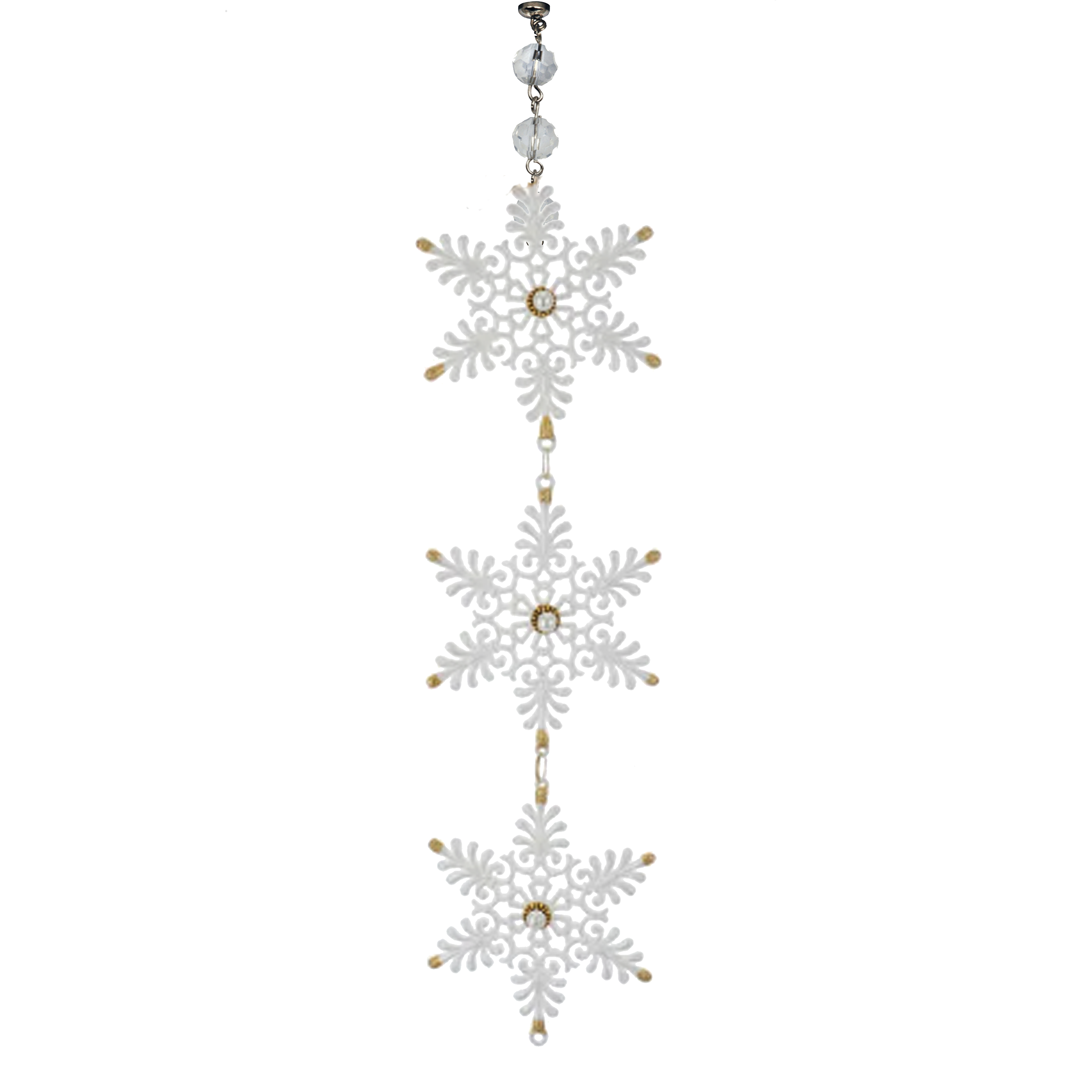 TIERED WHITE/GOLD SNOWFLAKE (Set/3) MAGNETIC CHANDELIER ACCESSORY ...
